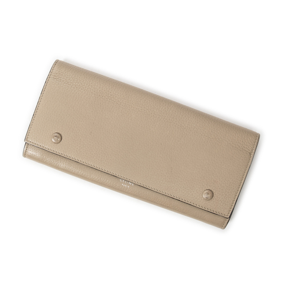 Celine | Bags | Celine Long Bifold Wallet In Light Brown Grained ...